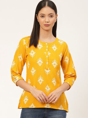 Suti Tops : Buy Suti Women Rayon Printed Regular Top-Yellow Online ...
