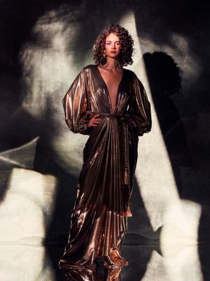 Buy Deme Metallic Copper Gold Dress (Set of 2) Online