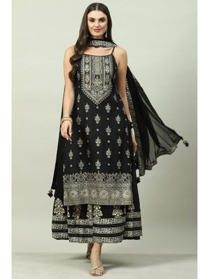 Buy Biba Black Printed Suit (Set of 3) Online