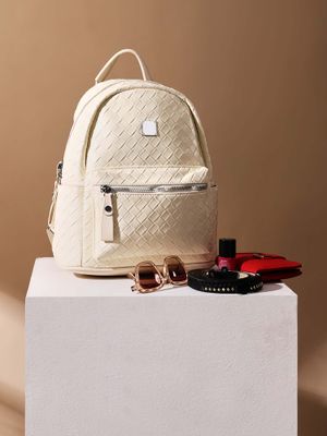 Buy Globus Women White Quilt Detail Side Stash Pockets Yoke Style Strap ...