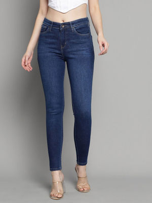 Buy Xpose Women Navy Blue Comfort Slim Fit High-Rise Stretchable Jeans ...