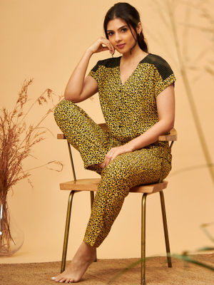 Buy July Nightwear for Women Rayon Yellow hirt - Pyjama - WPC283 ...