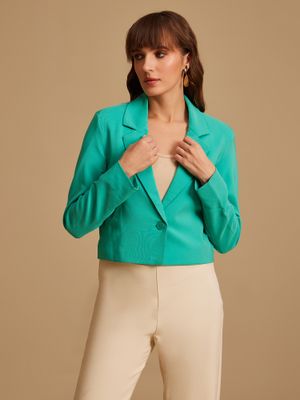Buy KAZO Turquoise Cropped Blazer Online