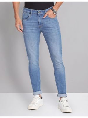 Buy AD By Arvind Skinny Fit Stone Wash Blue Jeans Online