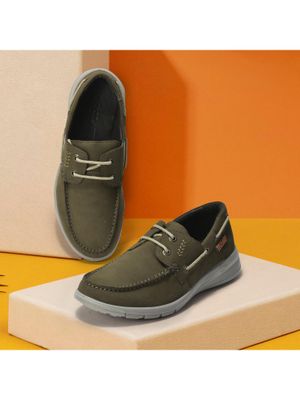 Buy WOODLAND Mens Olive Green Boat Shoes (EURO 39) Online