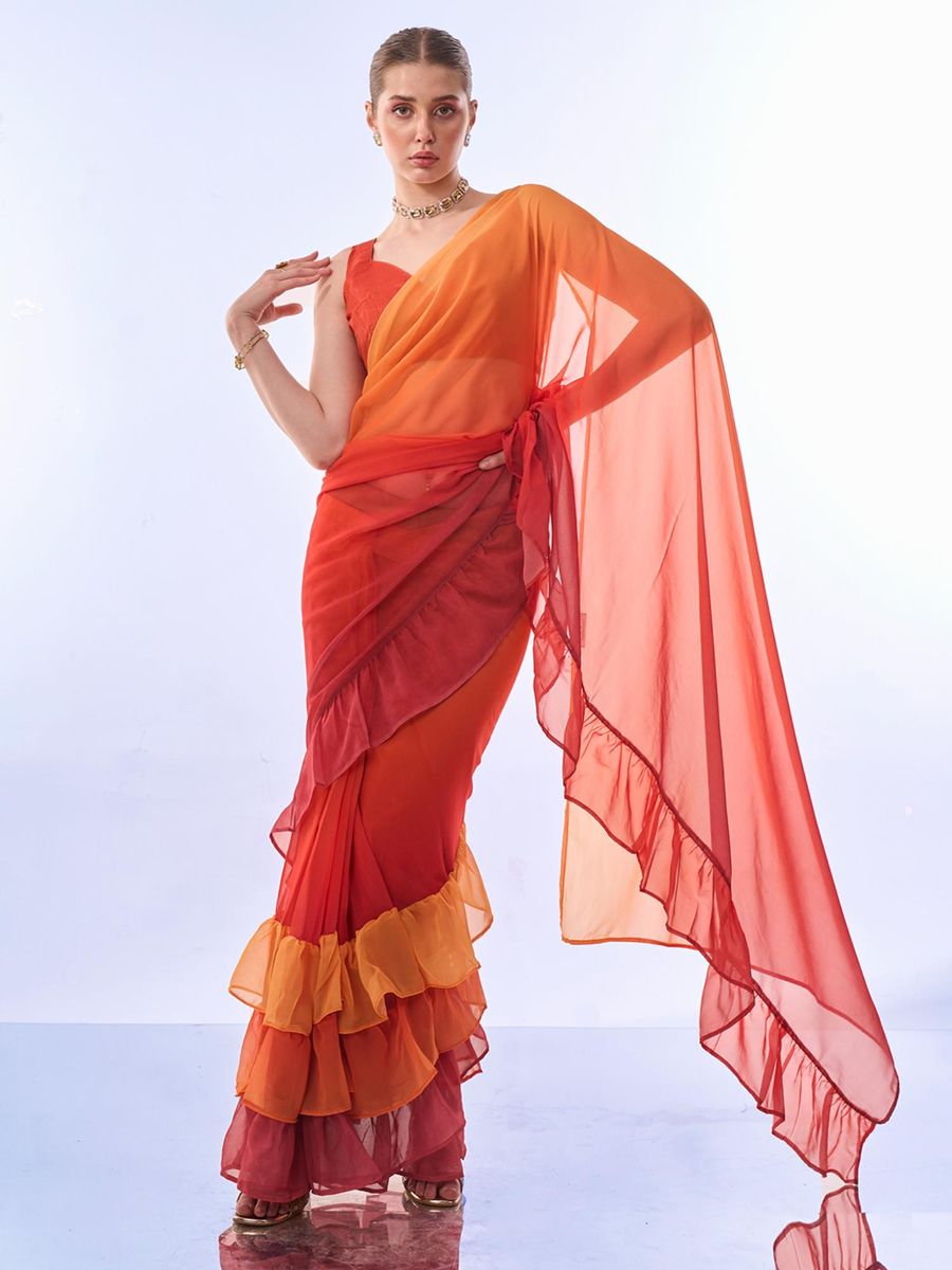 Buy Ruffled Sarees Online Featuring Unique and Trendy Styles In India