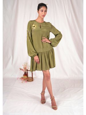 Buy Seesa Aloe Bishop Sleeves Dress Online