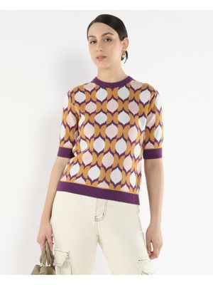 Buy RAREISM Ursha Multi-Color Jacquard Regular Sweater (XXS) Online