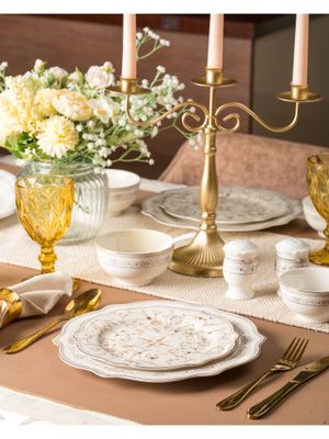 Buy Vigneto White Pattern 36 Pcs Dinner Set Online