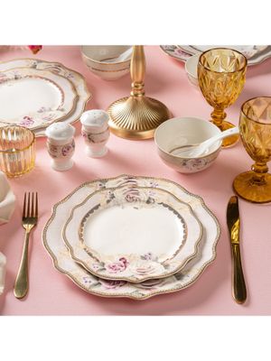 Buy Vigneto Gold Roses 36 Pcs Dinner Set Online
