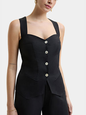 Buy Bouji Capri Linen Waist Coat Black (4) Online