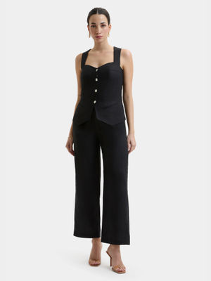 Buy Bouji Capri Linen Pants Black (4) Online
