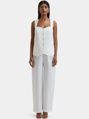 Buy Bouji Capri Linen Pants White (4) Online