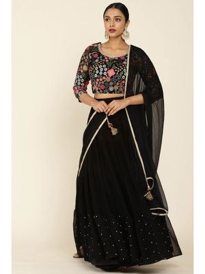 Soch Top and Skirt set : Buy Soch Women Black Embroidered Lehenga Choli ...