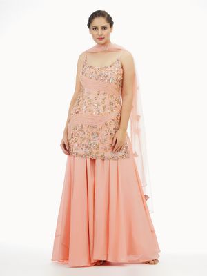 Buy Shruti S Peach Modern Sharara (Set of 3) Online
