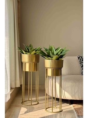 Buy Mason Home Brooklyn Fluted Gold Planter (Set Of 2) Online