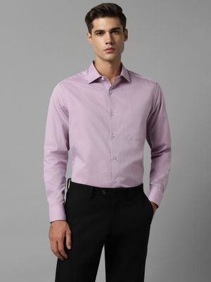 Buy Louis Philippe Men Lilac Classic Fit Textured Full Sleeves Formal ...