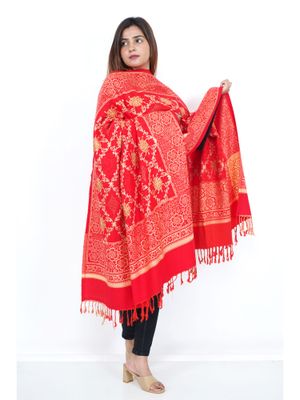 Buy Oswal Shawls Floral Red Shawl Online