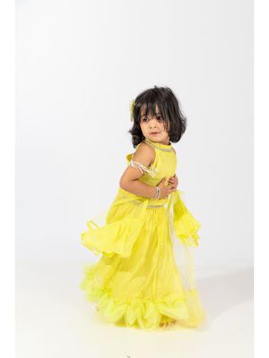 Buy Elaisha Girls Choli & Ruffled Layered Lehenga with Dupatta (Set of ...