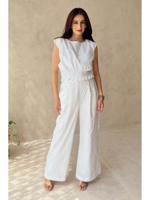 Buy PR Label Cotton Pants And Top White (XS) Online