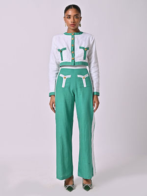 Buy The Missy Co. Addison Green and White Co-ord (Set of 2) Online
