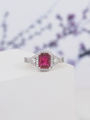 Buy 925 Silver 1.5 Carat Red Ruby Twist Ring For Women & Girls (11) Online