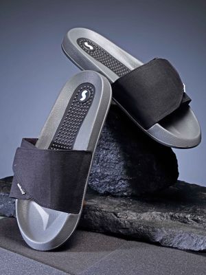 Buy SOLETHREADS Denim Slides Grey Solid Men Sliders Online