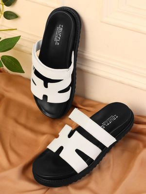 Buy Truffle Collection White Solid Sandals Online