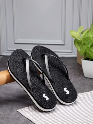 Buy SOLETHREADS Glitz Black Solid Women Slippers Online