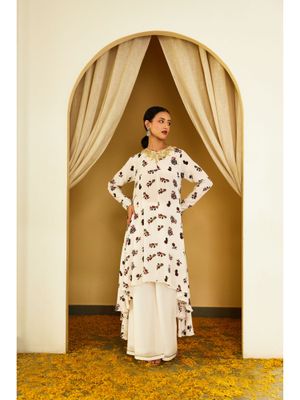 Buy Nikasha Ivory Kohinoor Buta Print Palazzo (Set of 2) Online