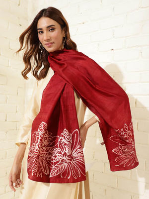 Buy Fabindia Maroon Silk Batik Stole Online
