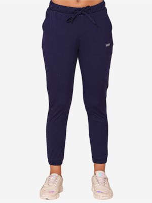 Buy Bonjour Navy Blue Cotton Relaxed Fit Joggers (S) Online