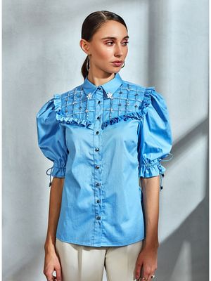 Buy Label Deepika Nagpal Moonlight Shirt With Rufflle And Drawstring ...