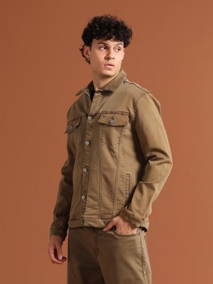Buy VUDU Khaki Denim Jacket (S) Online