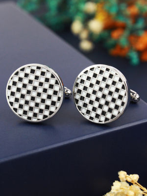 Buy PELUCHE Enamel Checkered Cufflinks for Men Online