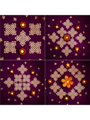 Buy Island Rangoli Kandh Kolam Motif - Set Of 16 (6 Inches) Regional ...