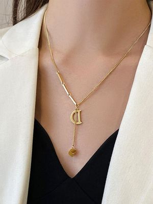 Buy Yellow Chimes Yellow Chime Gold-Plated Letter D Pendant With Chain ...