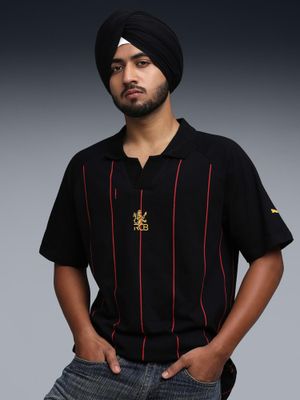 Buy Puma X Rcb Striper Men's Polo T-Shirt (XXS) Online