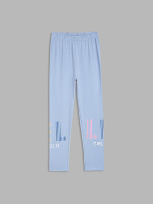 Buy Elle Kids Girls Blue Solid Legging Online