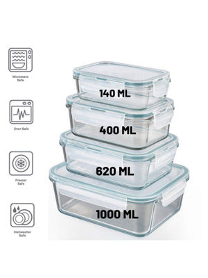 Buy Femora Glass Rectangle Container 140, 400, 620, 1000 Ml, 4N Online
