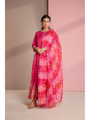 Buy Lehan Lehan's Pink Kota Printed Leheriya Dupatta Online