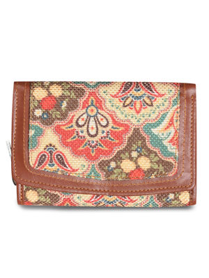 Buy Zouk Womens Mughal Art Multicolour Three Fold Wallet Online