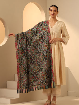 Buy Dusala India Bhranti Black Cashmere Stole Online