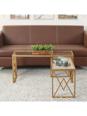 Buy Claymint Valentino Clear Glass Nesting Coffee Table in Dark Gold ...
