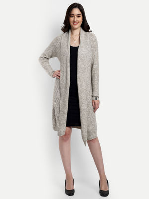 Buy Creative Line Beige Women Knitted Wool Shrug Online