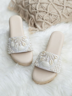 Buy Jutti Express Off White Pearl Wedges Online