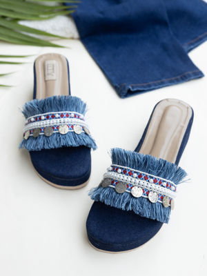 Buy Jutti Express Blue Denim Wedges Online