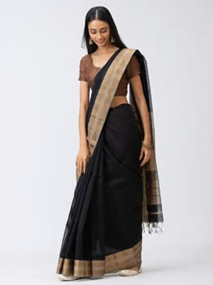 Buy Fabindia Cotton Silk Gicha Striped Sari Online