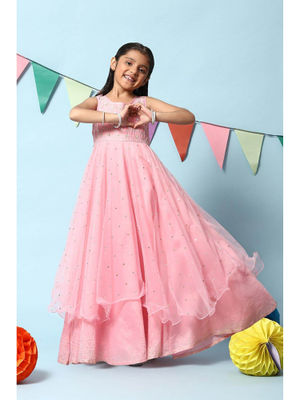 Buy Biba Pink Cotton Blend Gathered Gown Online