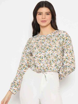 Buy Madame All Over Print Full Sleeve Multicolour Crop Top (S) Online